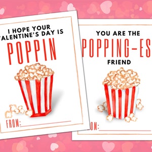 Popcorn Valentine Cards for Kids. Printable PDF. - Etsy