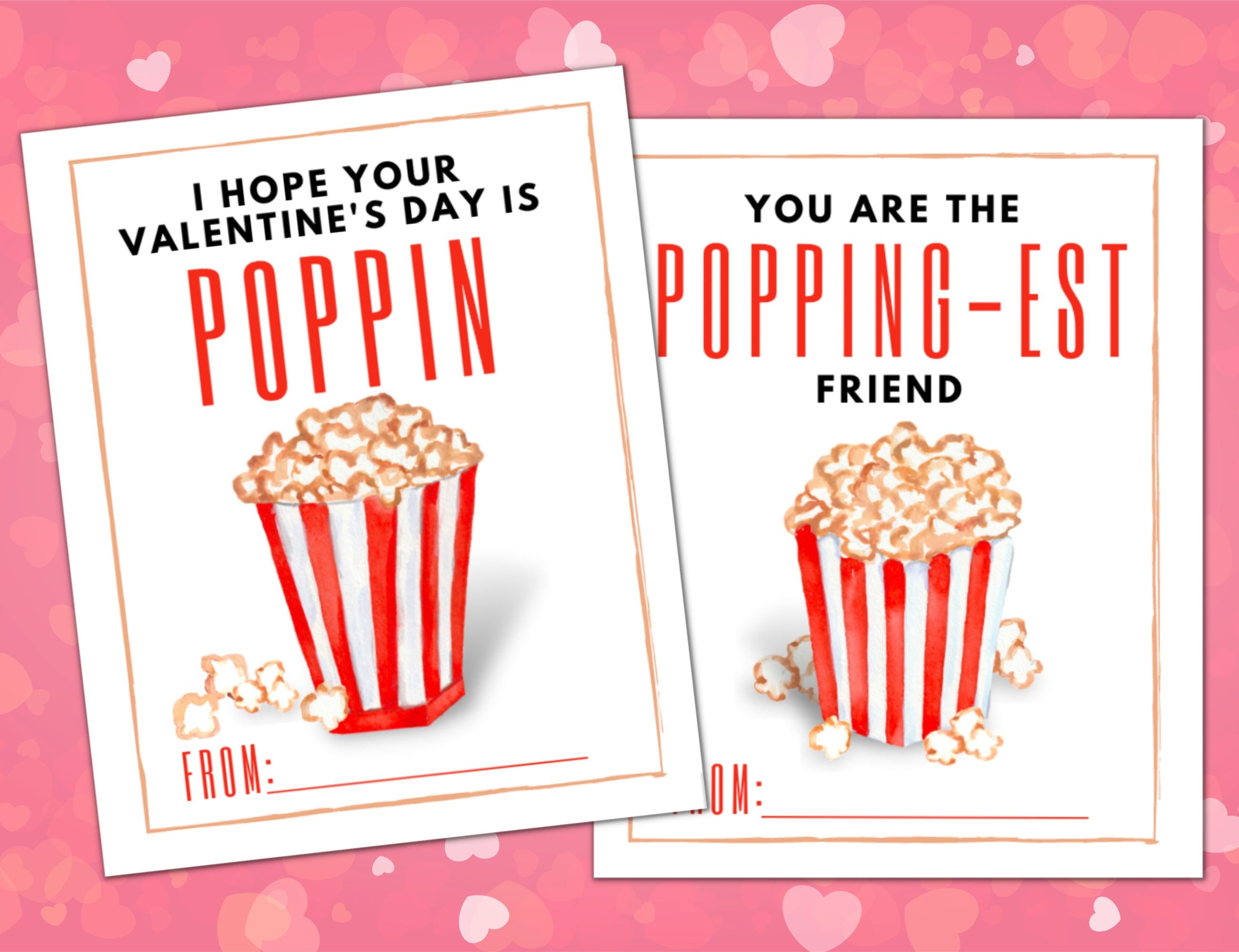 Popcorn Valentine Cards for Kids. Printable PDF. - Etsy