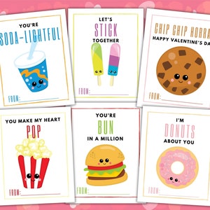 Printable Valentine's Day Card Bundle - 18 Food Pun Cards - Instant ...