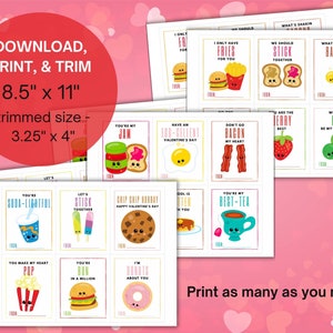 Printable Valentine's Day Card Bundle - 18 Food Pun Cards - Instant ...