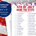 4th of July Name the State Printable Game, 4th of July Game, Printable ...