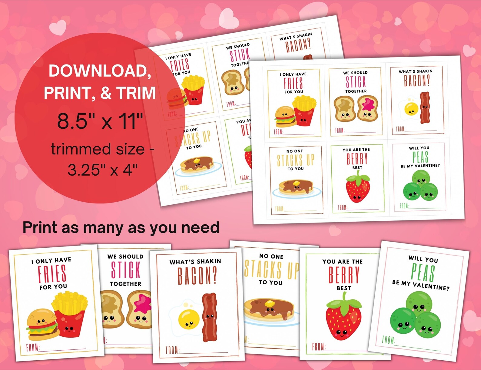 Printable Valentine's Day Cards. Instant Download Kids Valentine's Day ...