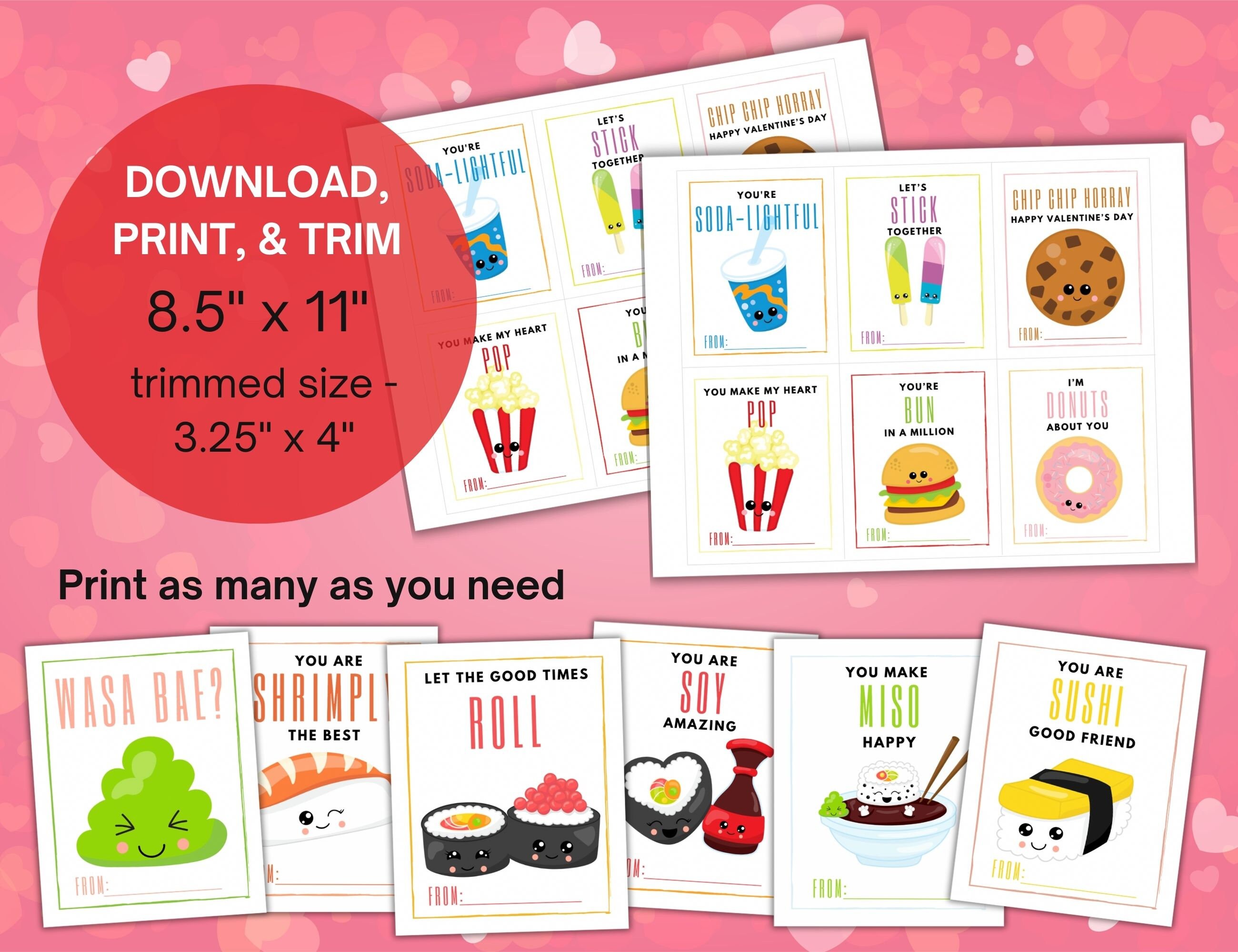 Printable Valentine's Day Cards. Instant Download Kids Valentine's Day ...
