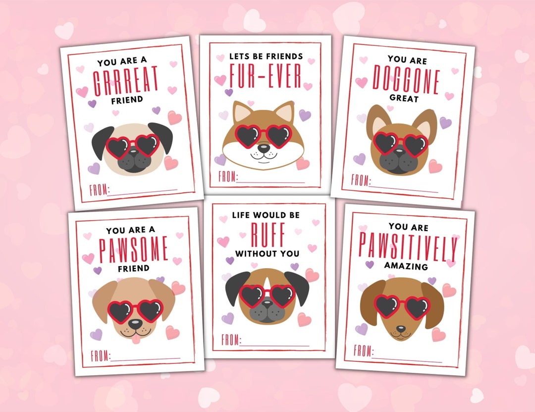 Printable Puppy Valentine's Day Cards. Instant Download - Etsy