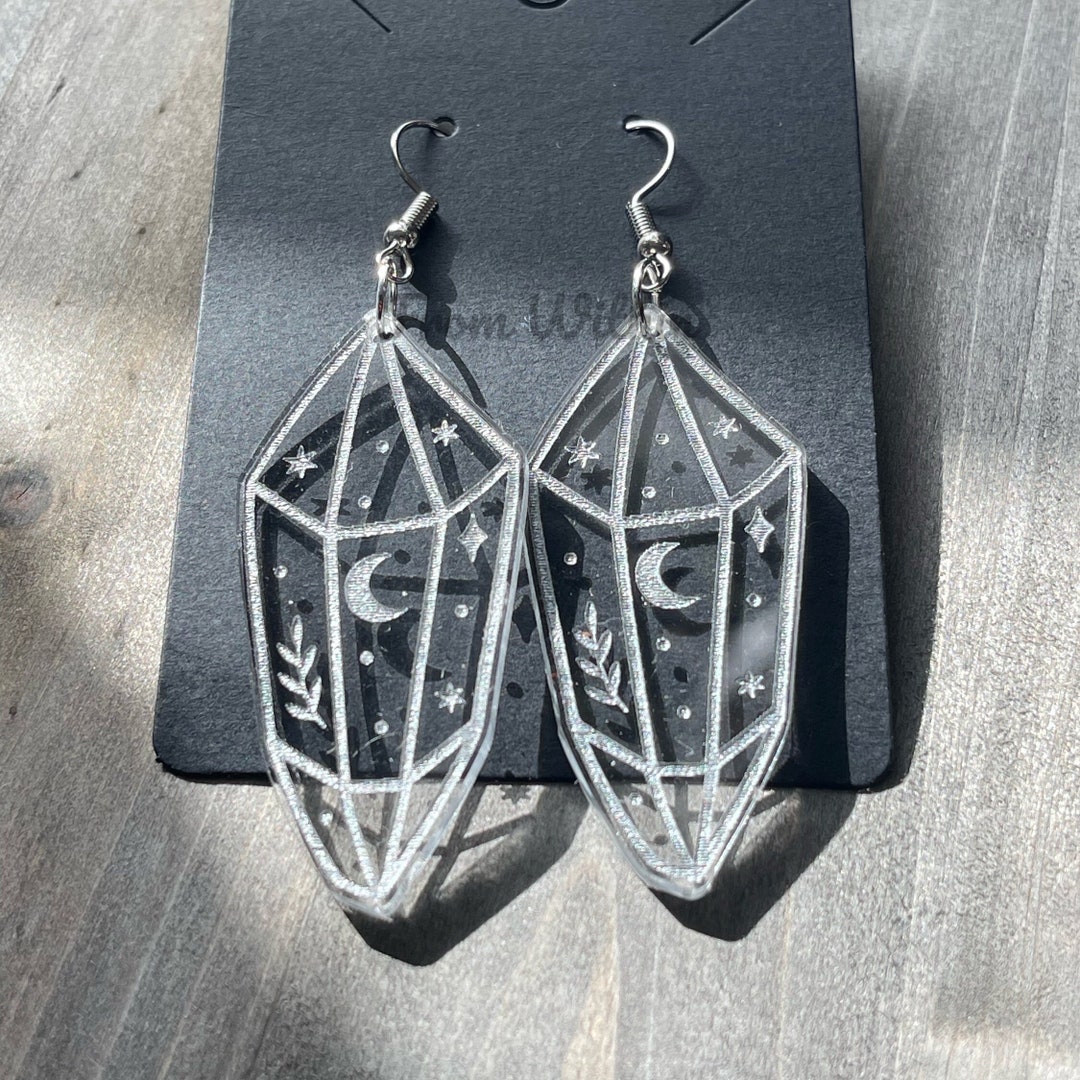 Acrylic Crystal Earrings, Laser Cut and Hand Painted - Etsy