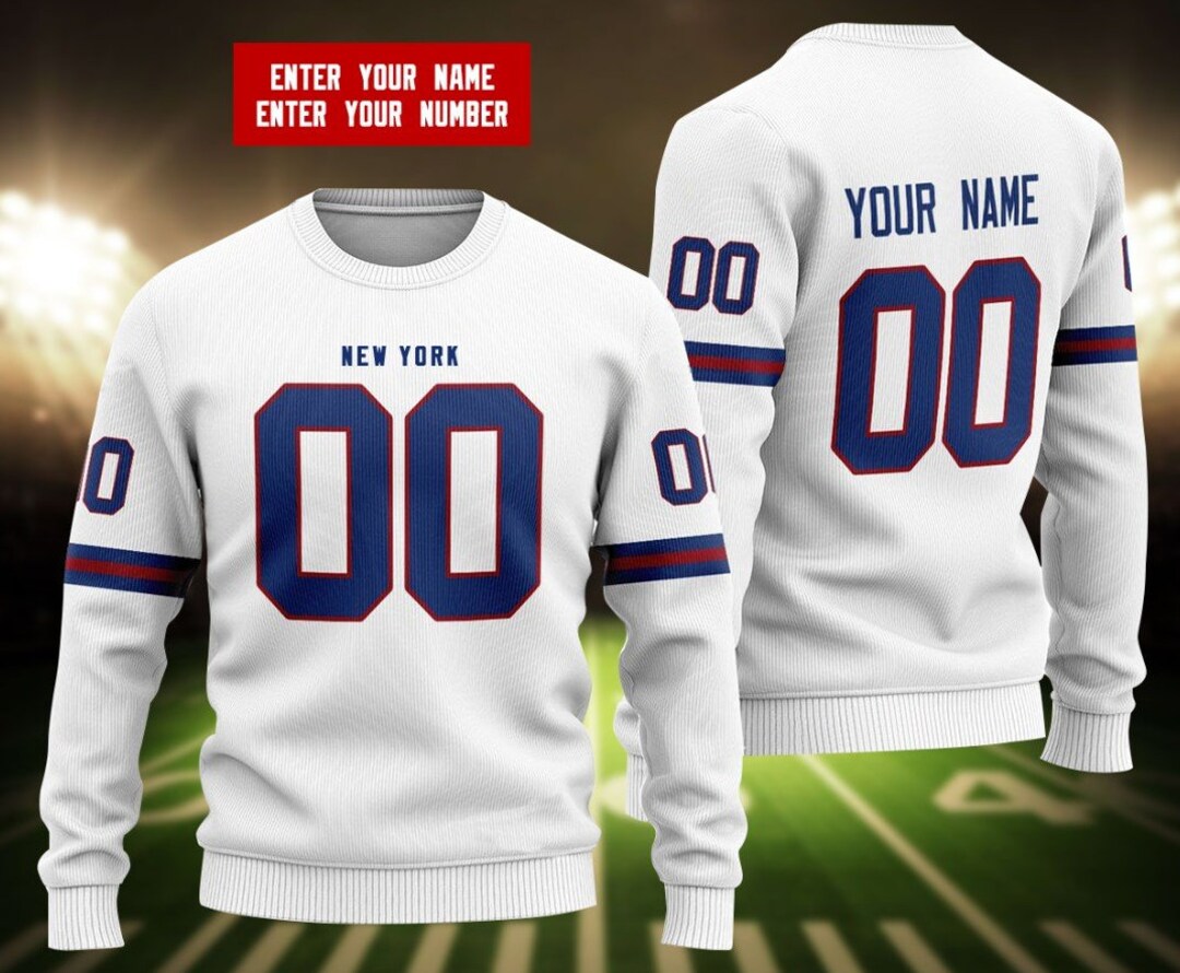 New York Football Custom White Sweatshirt, New York Football Team ...