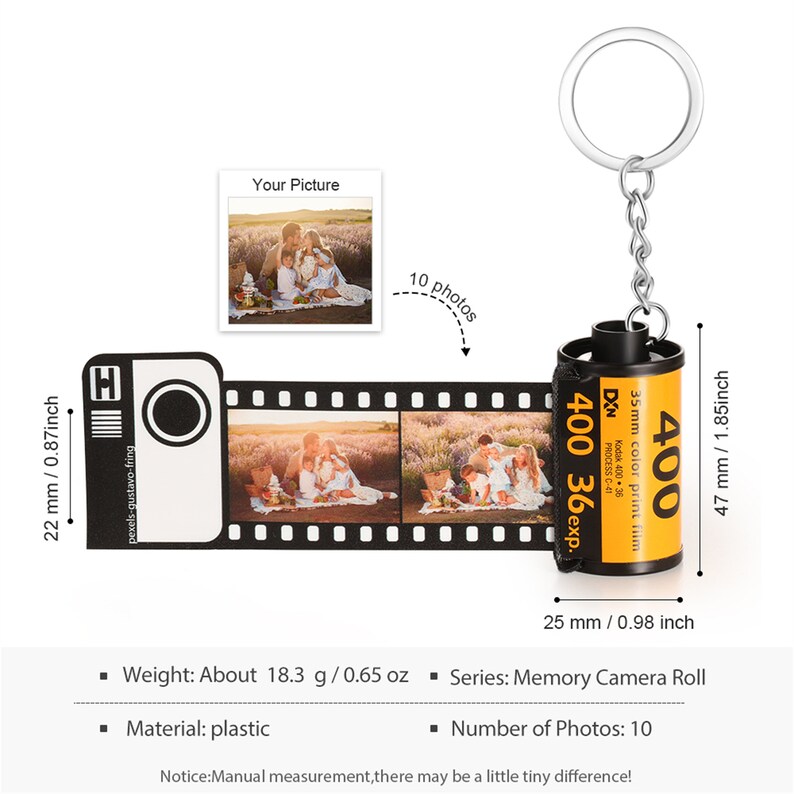 Personalized Photo Film Roll Keychain, Custom Picture Keychains, 5-20 ...