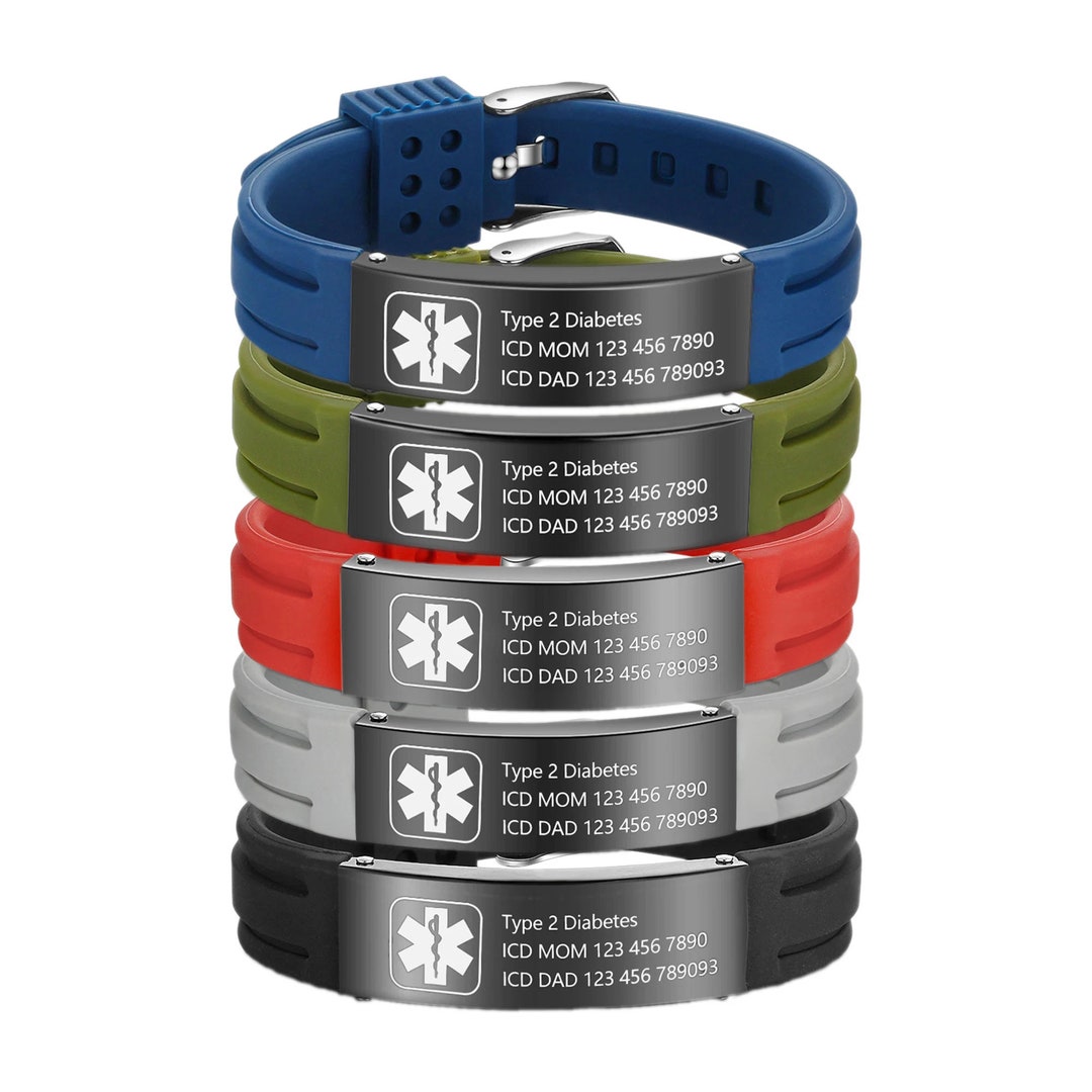 Waterproof Sport Medical Alert Bracelet, Silicone Medical Bracelet ...
