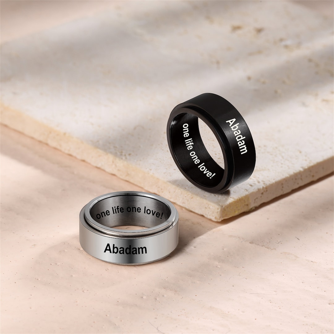 Personalized Rotating Ring for Couples Customizable Stacking Bands ...