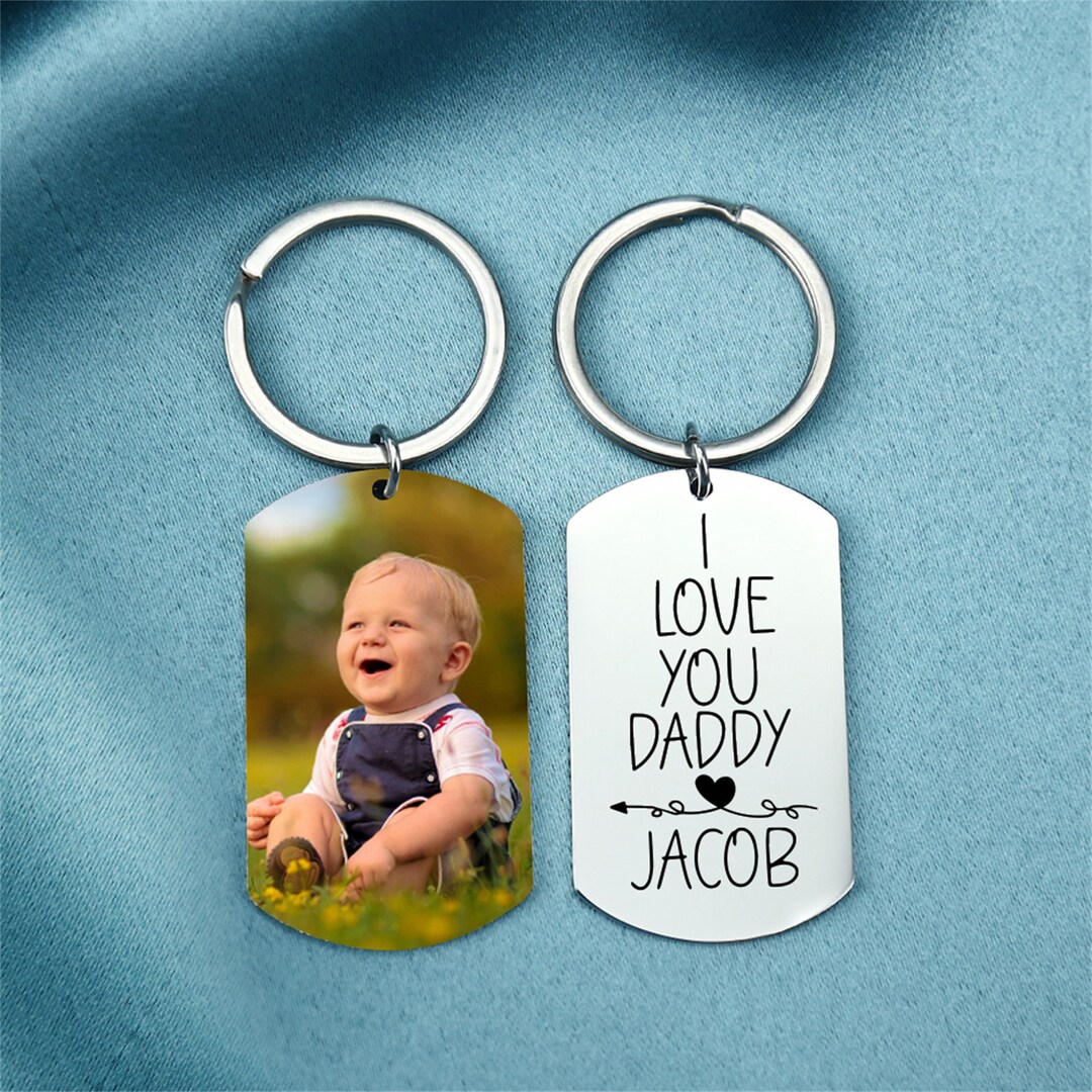 Personalized Photo Keychain for Men, Custom Baby Picture Keychain for ...