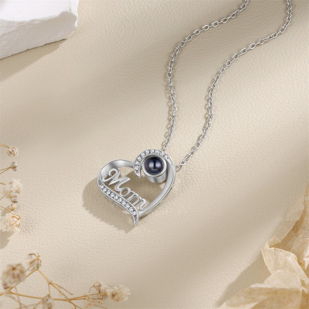 Photo Projection Necklace, Picture Inside Mom Necklace, Memorial Photo ...