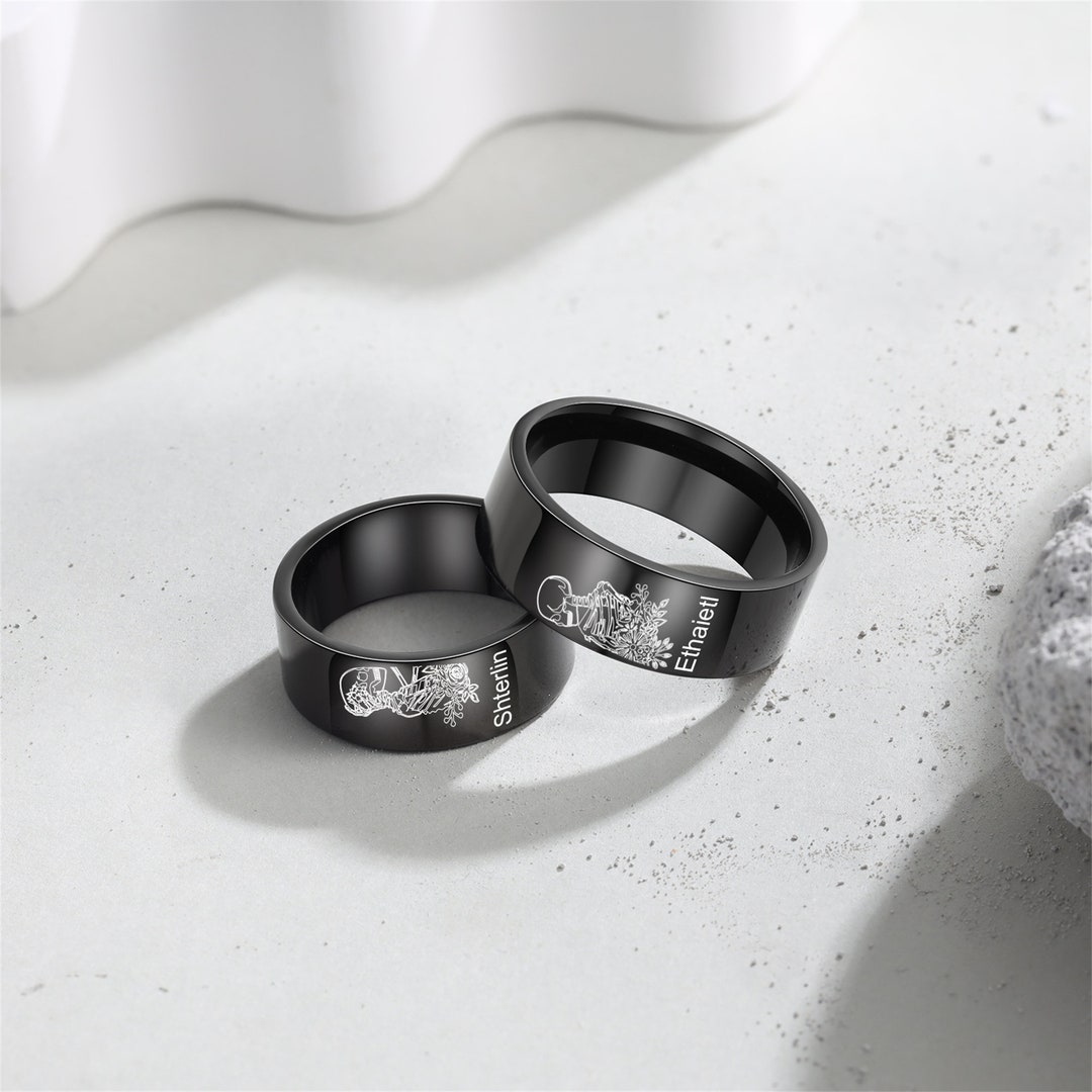 Personalized Couples Anniversary Promise Rings Customizable Stackable ...