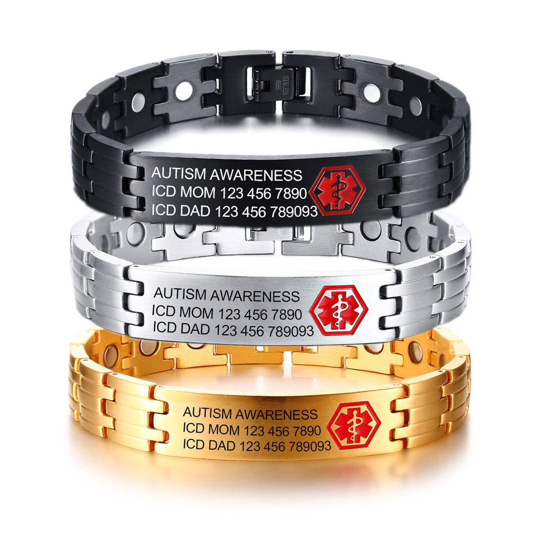 Medical Alert Bracelet, Custom Medical ID Bracelet, Stainless Steel ...