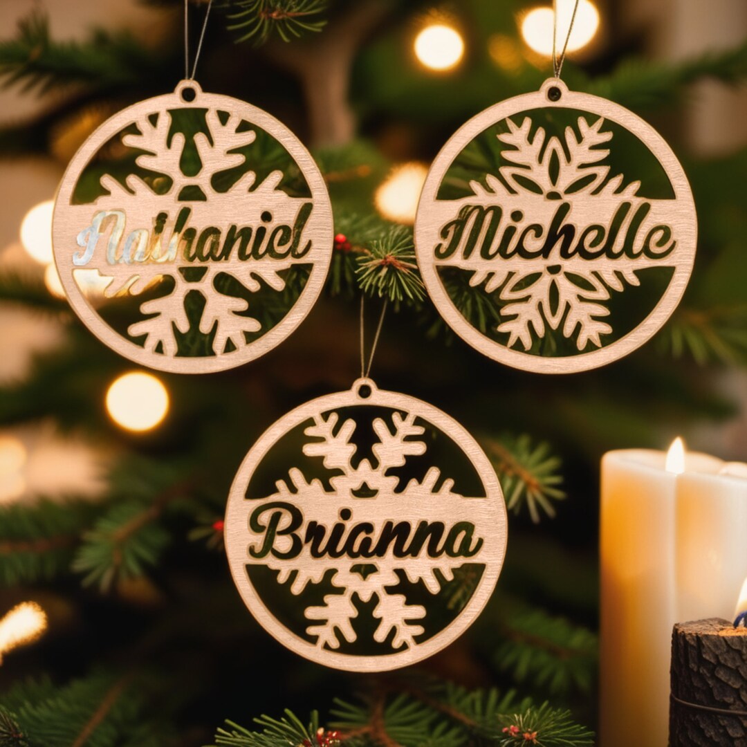 Laser Cut Name Christmas Ornaments, Christmas Tree Wood Ornaments, Xmas ...
