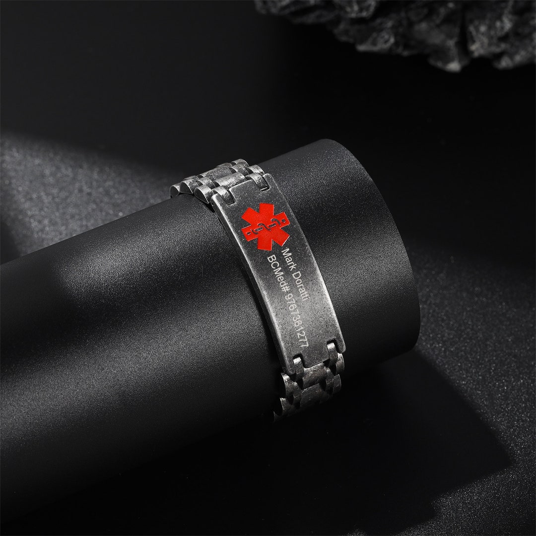 Anti Reflective Medical Alert Bracelet, Waterproof ID Bracelet ...