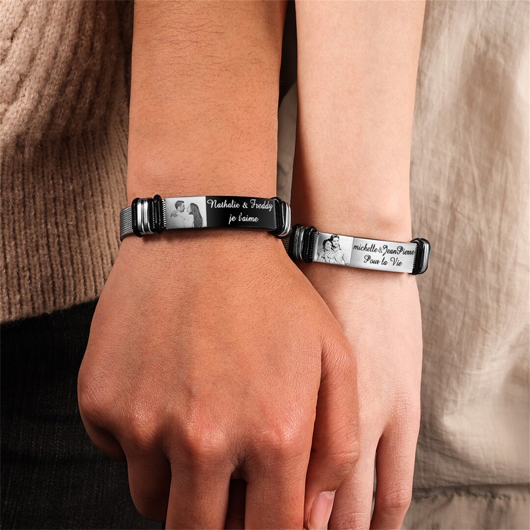 Personalized Photo Bracelet for Men Custom Picture Bracelet Inscription ...