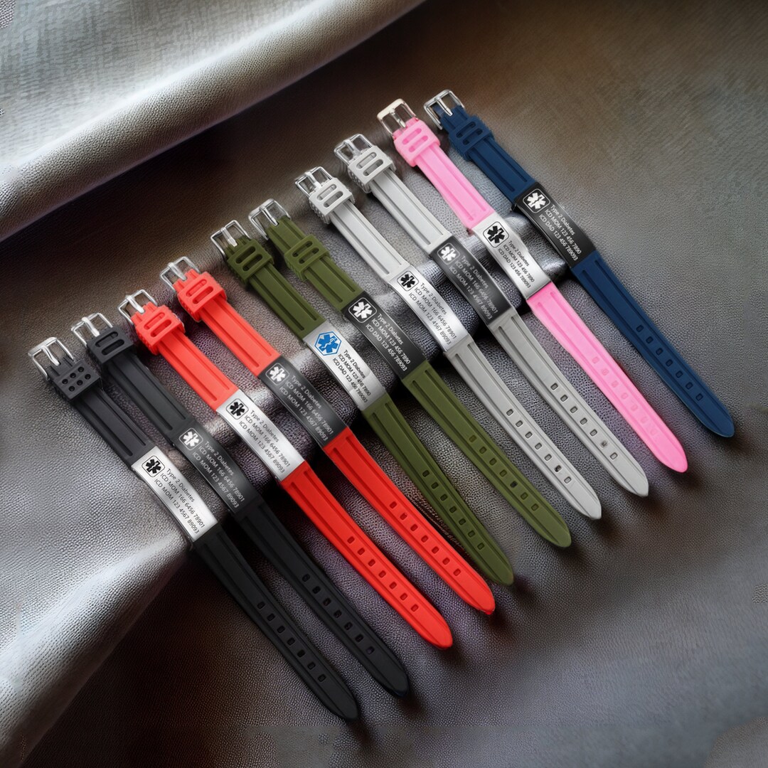 Waterproof Sport Medical Alert Bracelet, Silicone Medical Bracelet ...