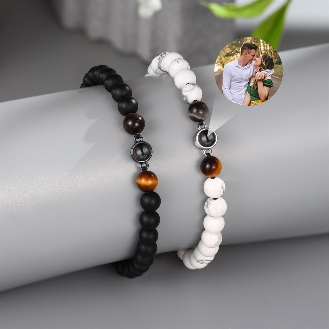 Projection Beaded Bracelet, Photo Bead Bracelet, Lava Beads Bracelet ...