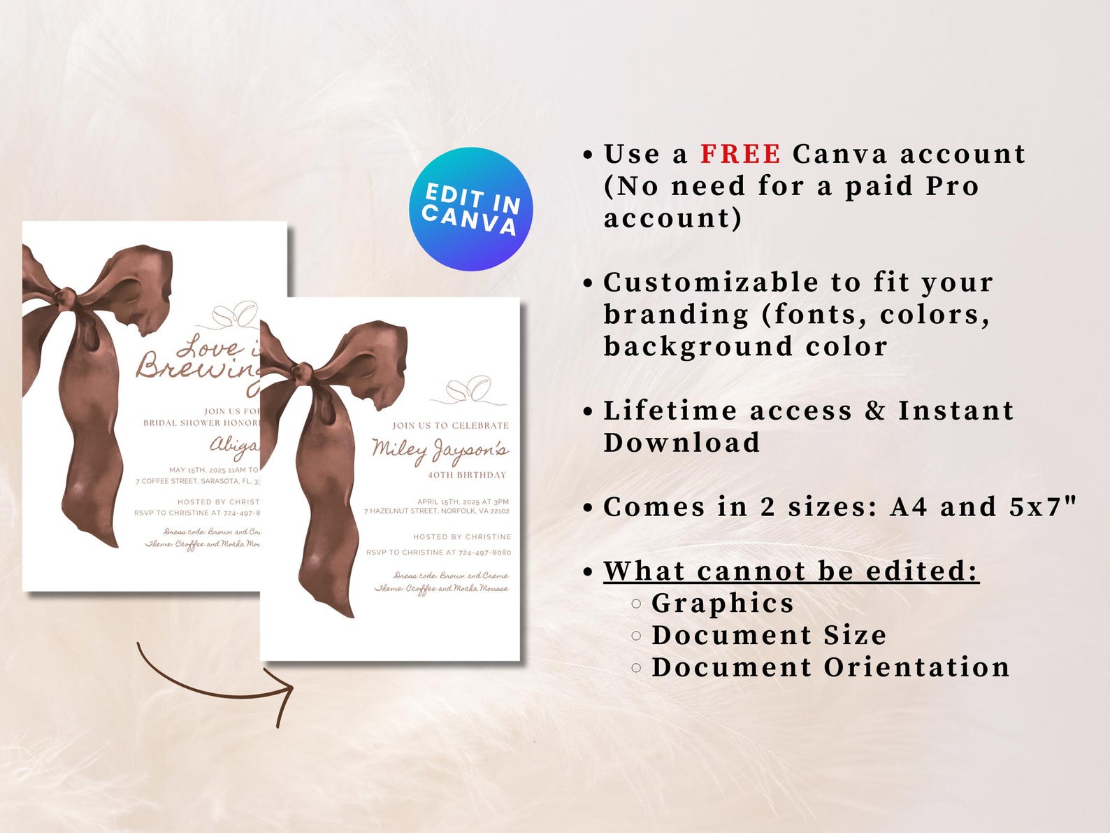 Mocha Coffee Theme Bridal Shower Invite Espresso Martini Baby Love is ...