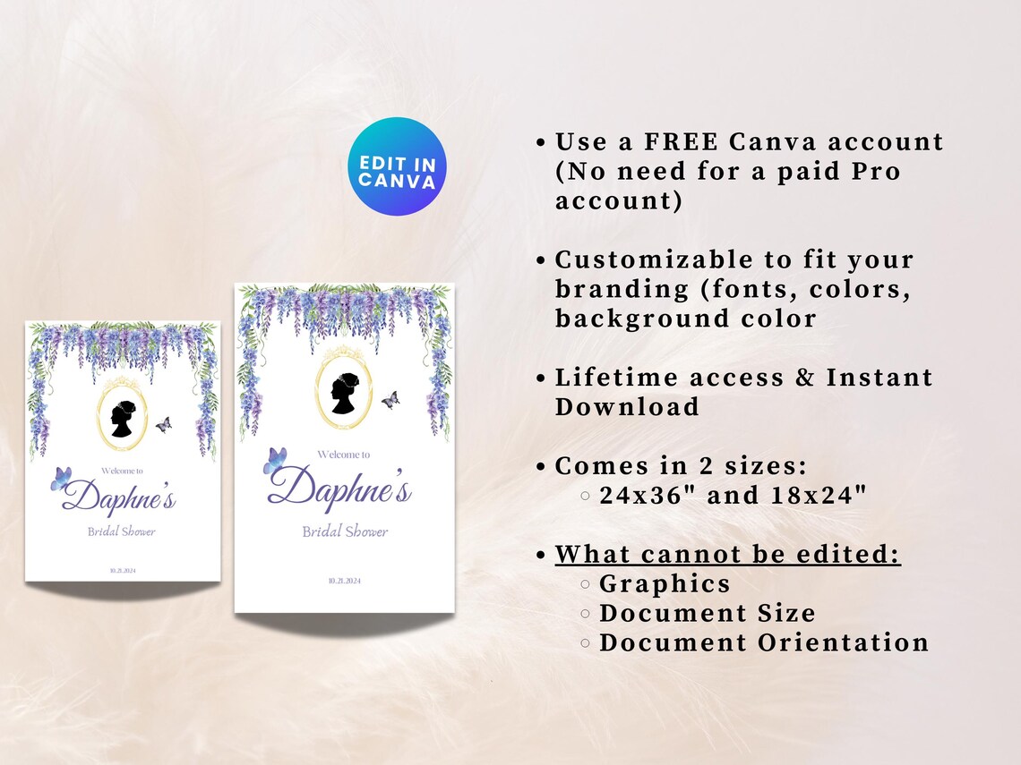 Bridgerton Bridal Shower Welcome Sign Template | Wisteria Bridal ...