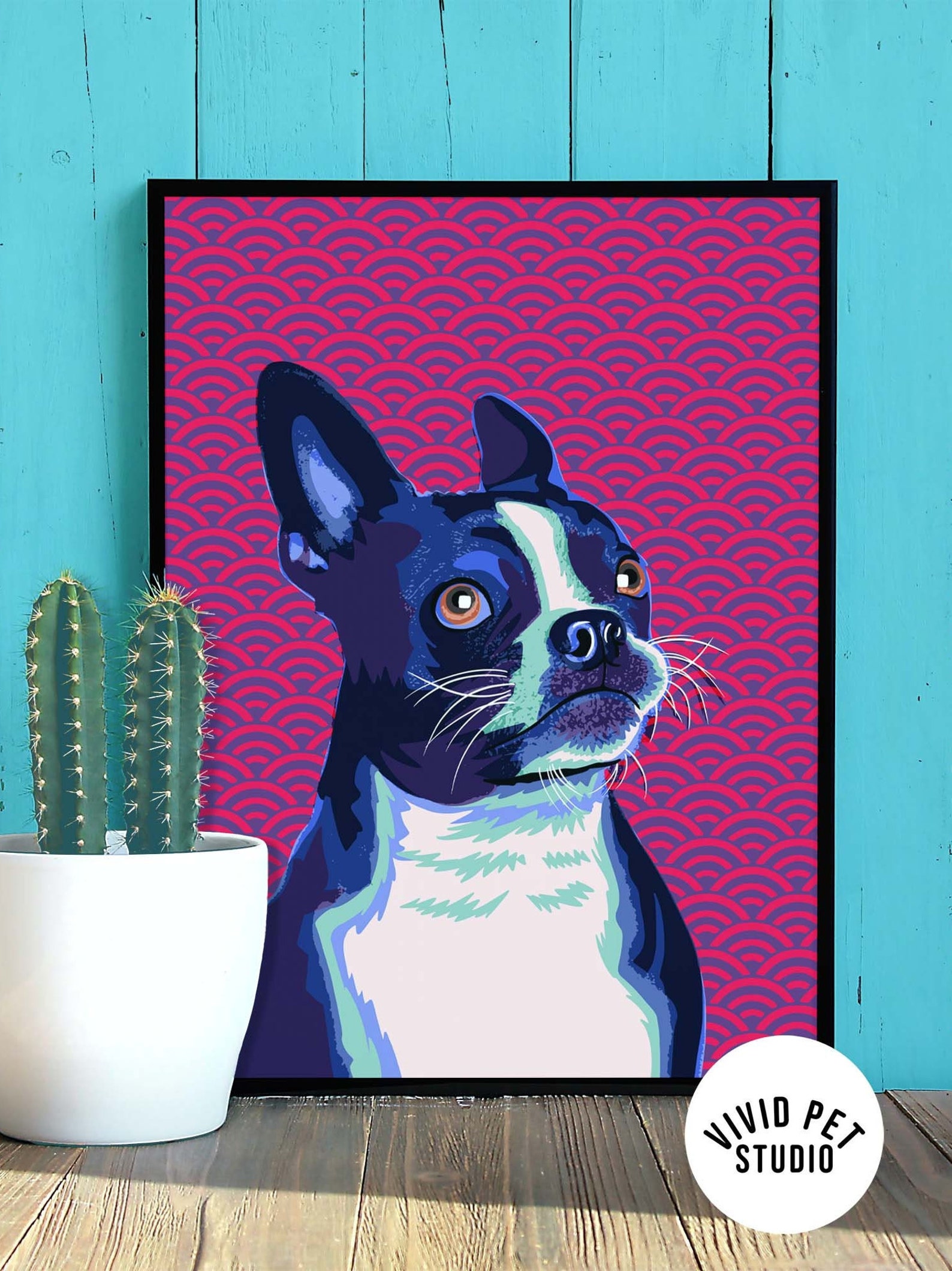 Custom Pop Art Pet Portrait Print Bright Colorful Fun Wall Art ...