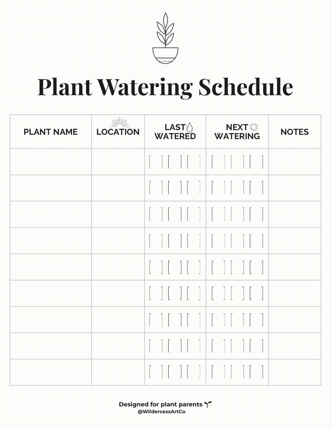 Plant Watering Schedule Printable, Houseplant Care Tracker, Indoor ...