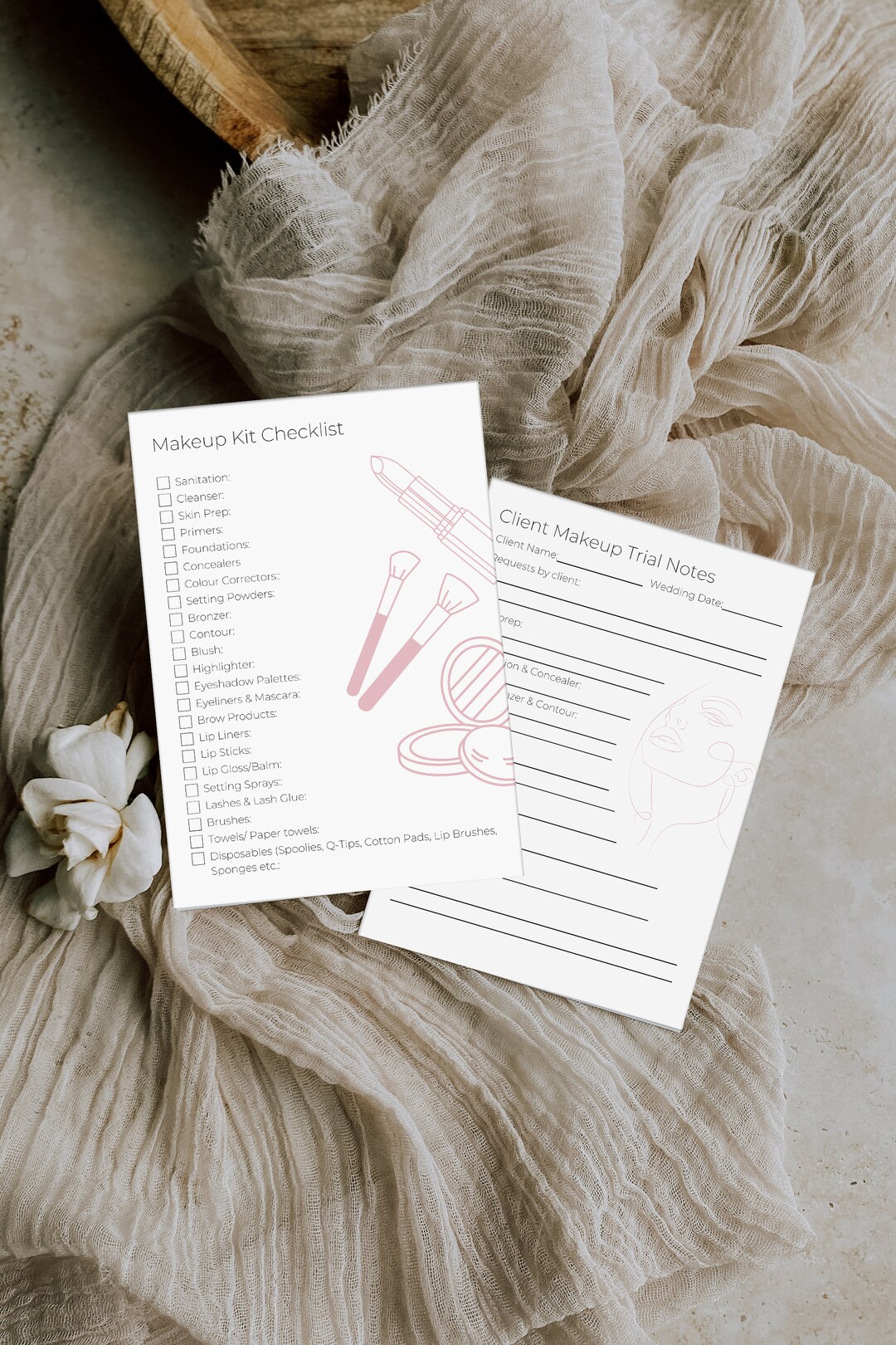 Makeup Artist Trial Notes, Wedding Prep and Kit Checklist Bundle - Etsy