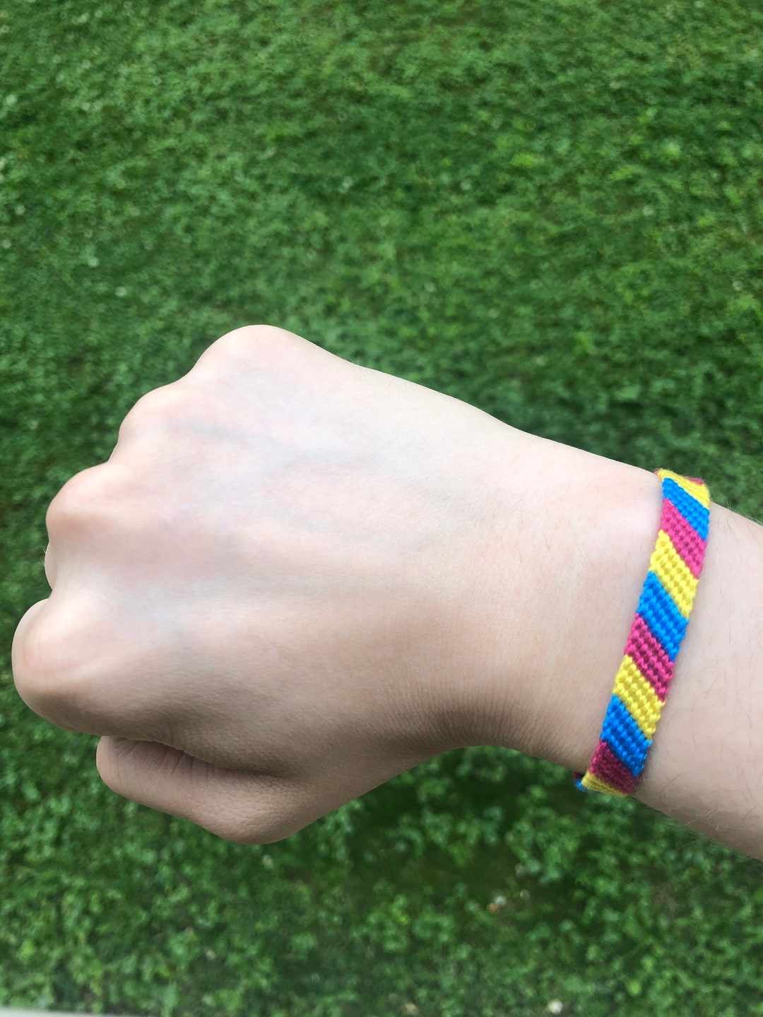 Pansexual Pride Flag Friendship Bracelet, Adjustable Tie-on Woven ...