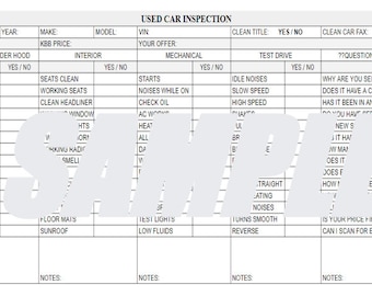Used Car Inspection Checklist - Etsy