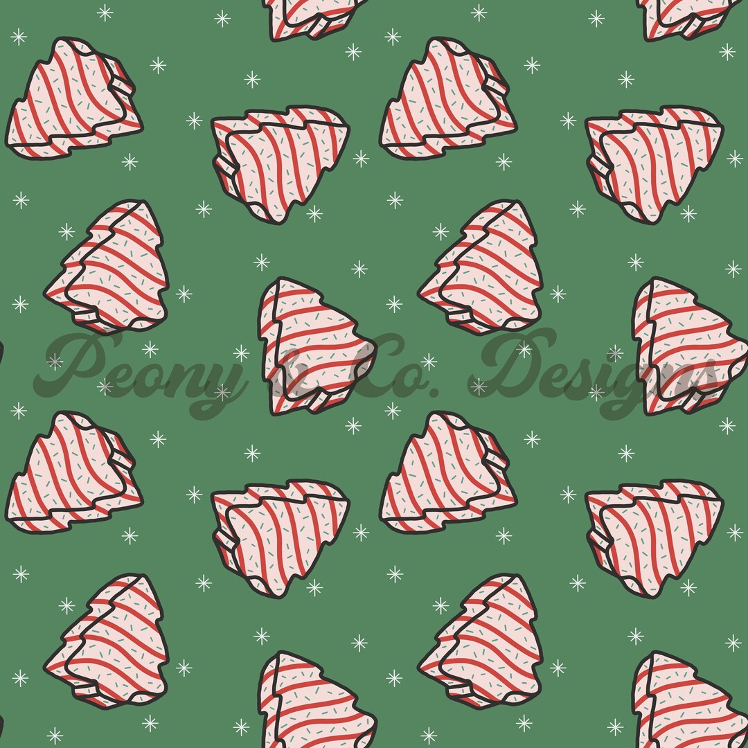 Retro Christmas Tree Cakes Seamless Pattern, Holiday Repeat Pattern ...