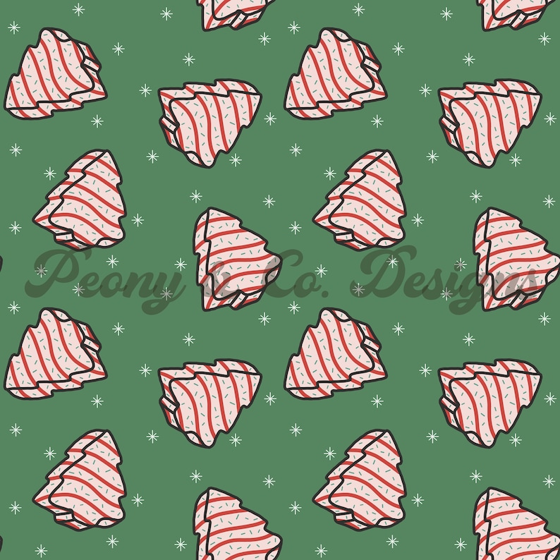 Retro Christmas Tree Cakes Seamless Pattern, Holiday Repeat Pattern ...