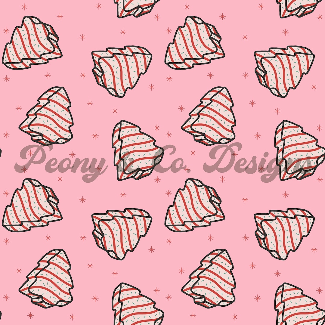 Retro Christmas Tree Cakes Seamless Pattern, Holiday Repeat Pattern ...