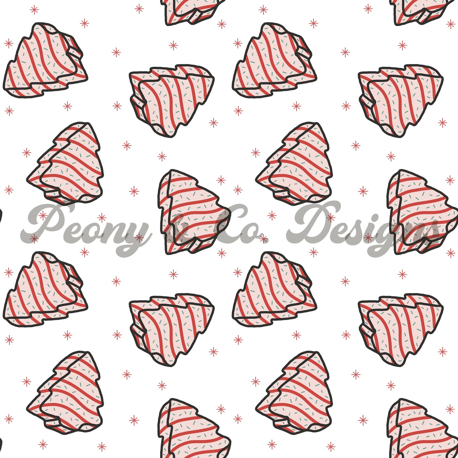 Retro Christmas Tree Cakes Seamless Pattern, Holiday Repeat Pattern ...
