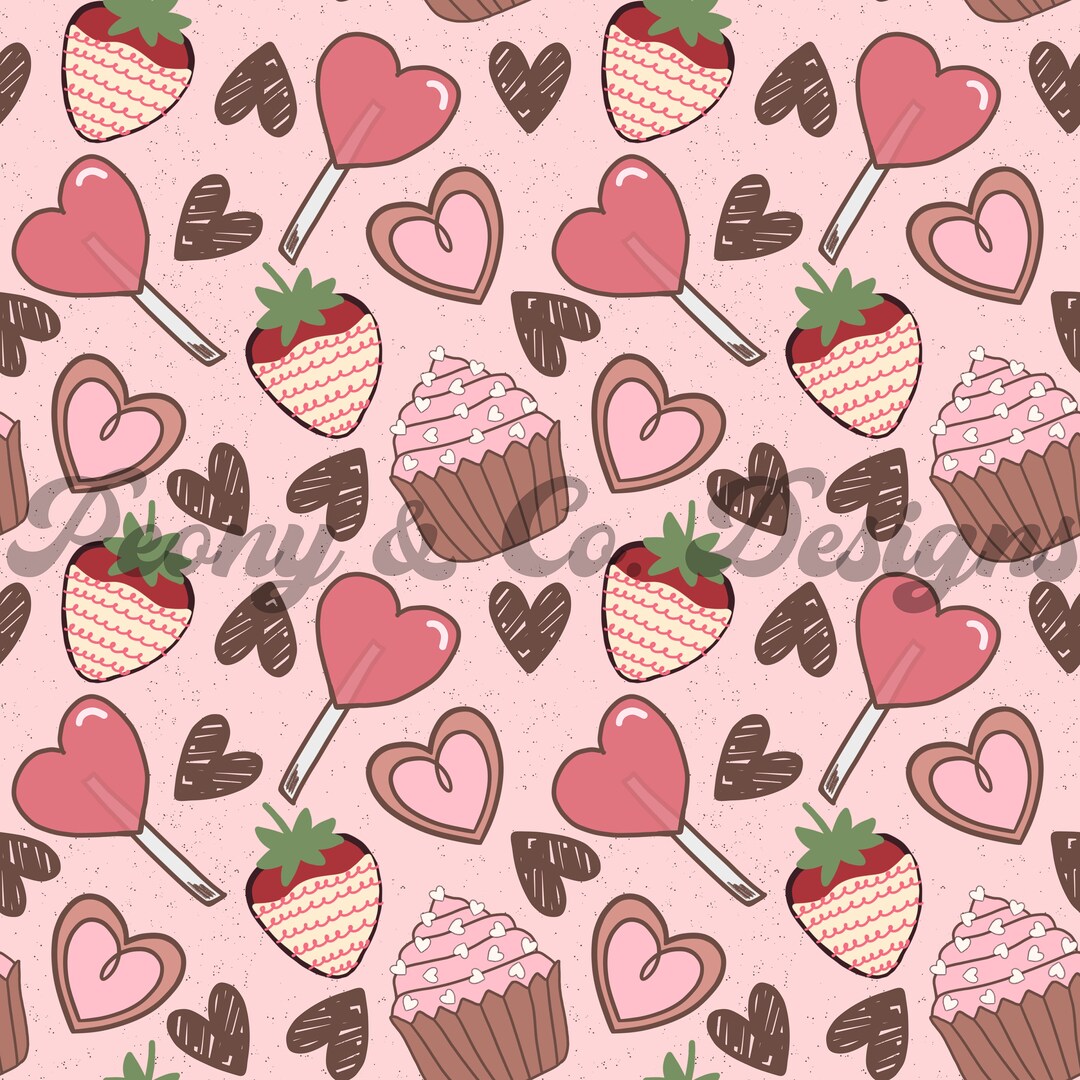 Retro Sweet Treats Valentine's Day Seamless Pattern, Holiday Repeat ...