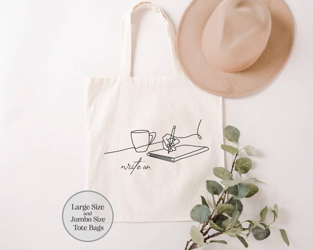 Write on Tote Bag, Writing Tote Bag, Writer Tote Bag, Writing Lover ...