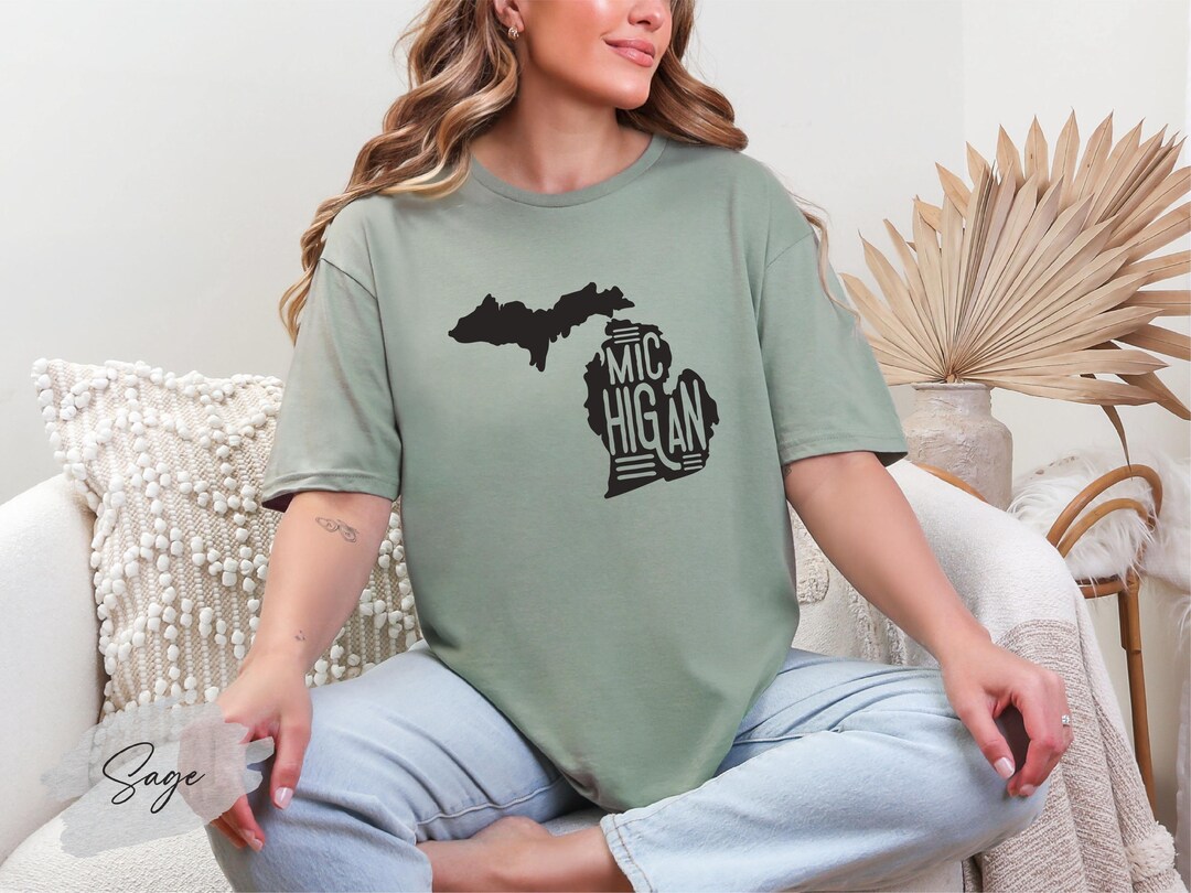 Michigan State Map Shirt, Michigan Lover Shirt, Michigan Trip Souvenir ...