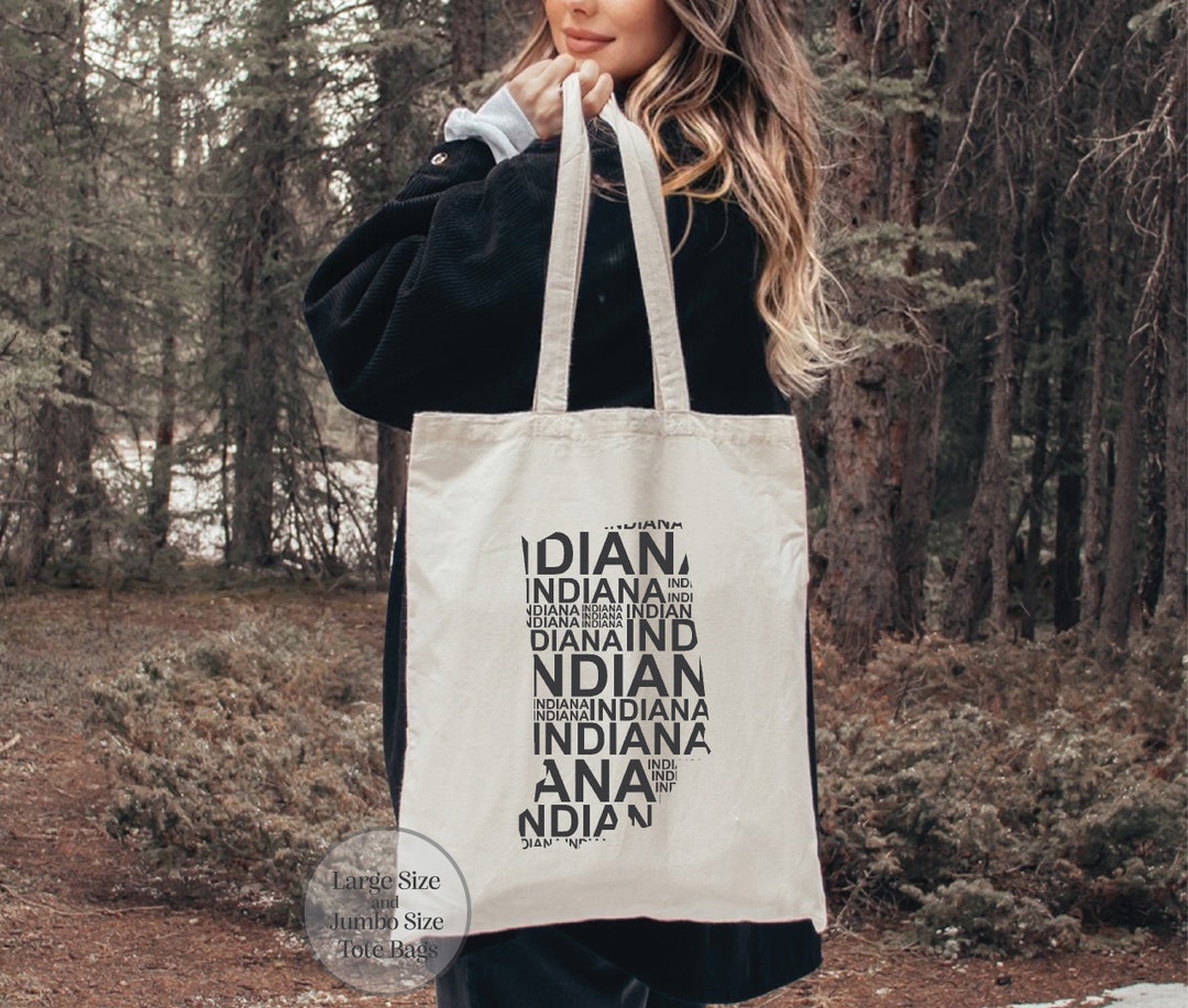 Indiana Tote Bag, Indiana Map Tote Bag, Indiana Souvenir, Indiana Lover ...