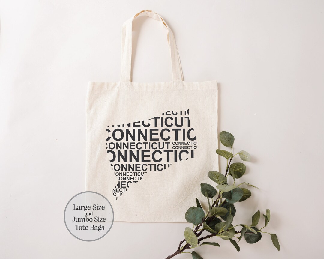 Connecticut Tote Bag, Connecticut Map Tote Bag, Connecticut Souvenir ...