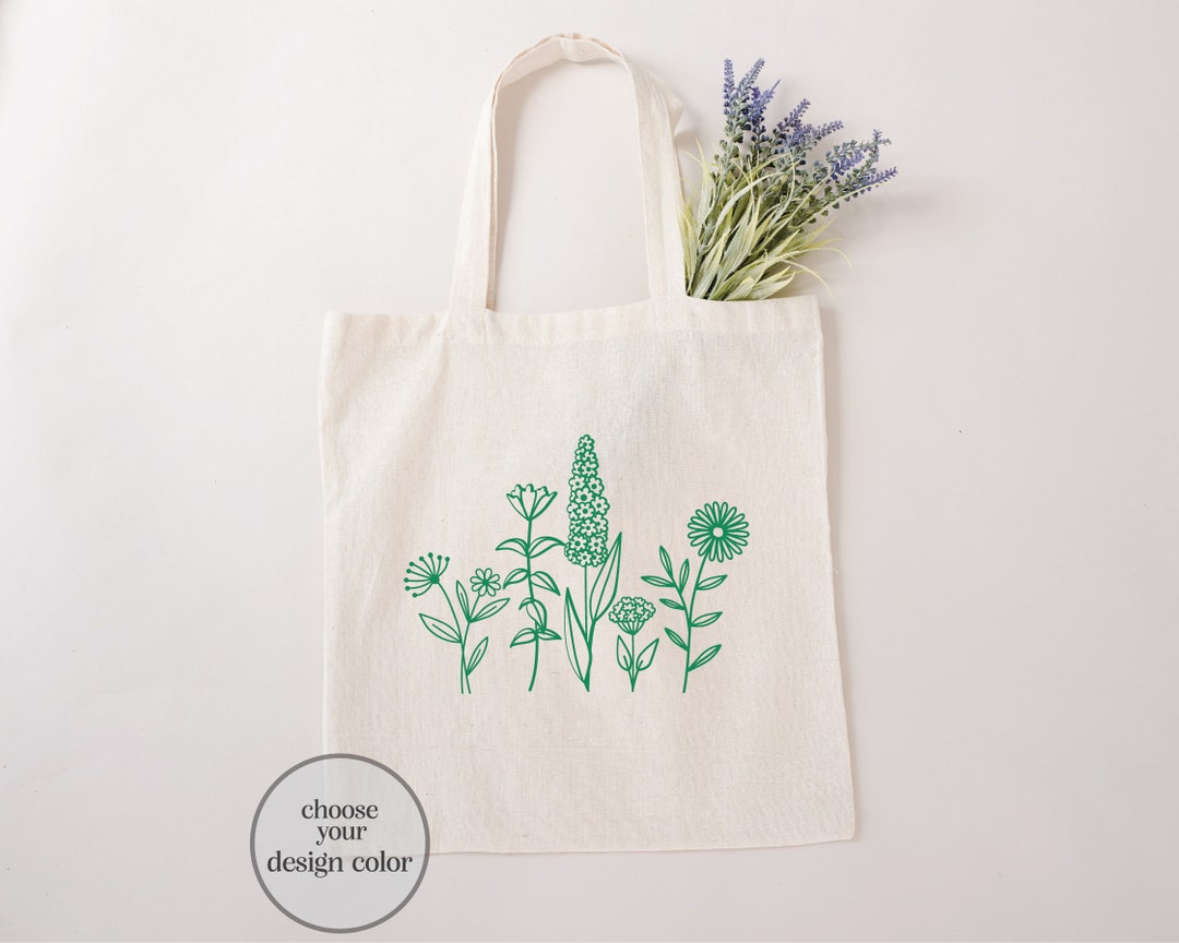 Floral Tote Bag, Flower Lover Tote Bag, Flower Lady Tote Bag, Plant ...
