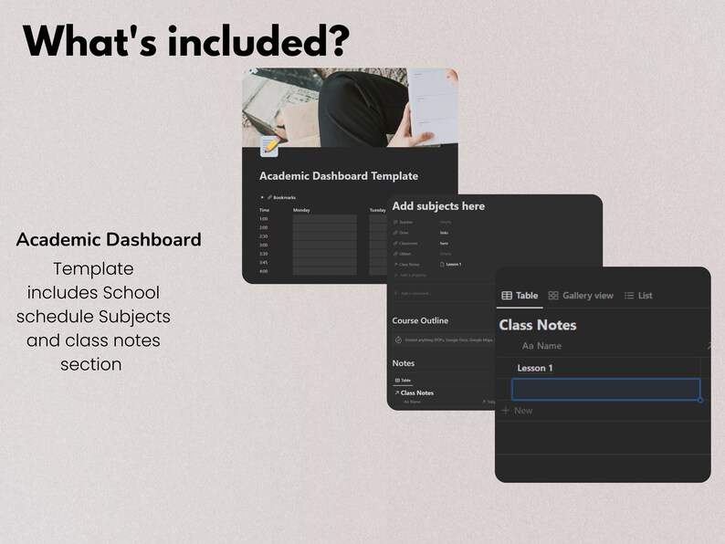 Academic Dashboard: Notion Template for Students With Schedule ...