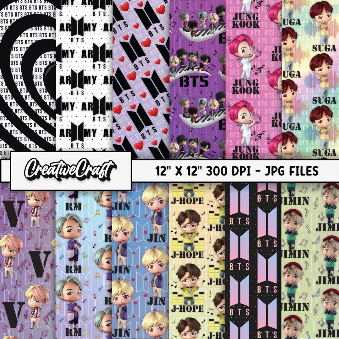 Set de 12 Papeles Digitales BTS K-pop 300 DPI máxima calidad - Etsy México