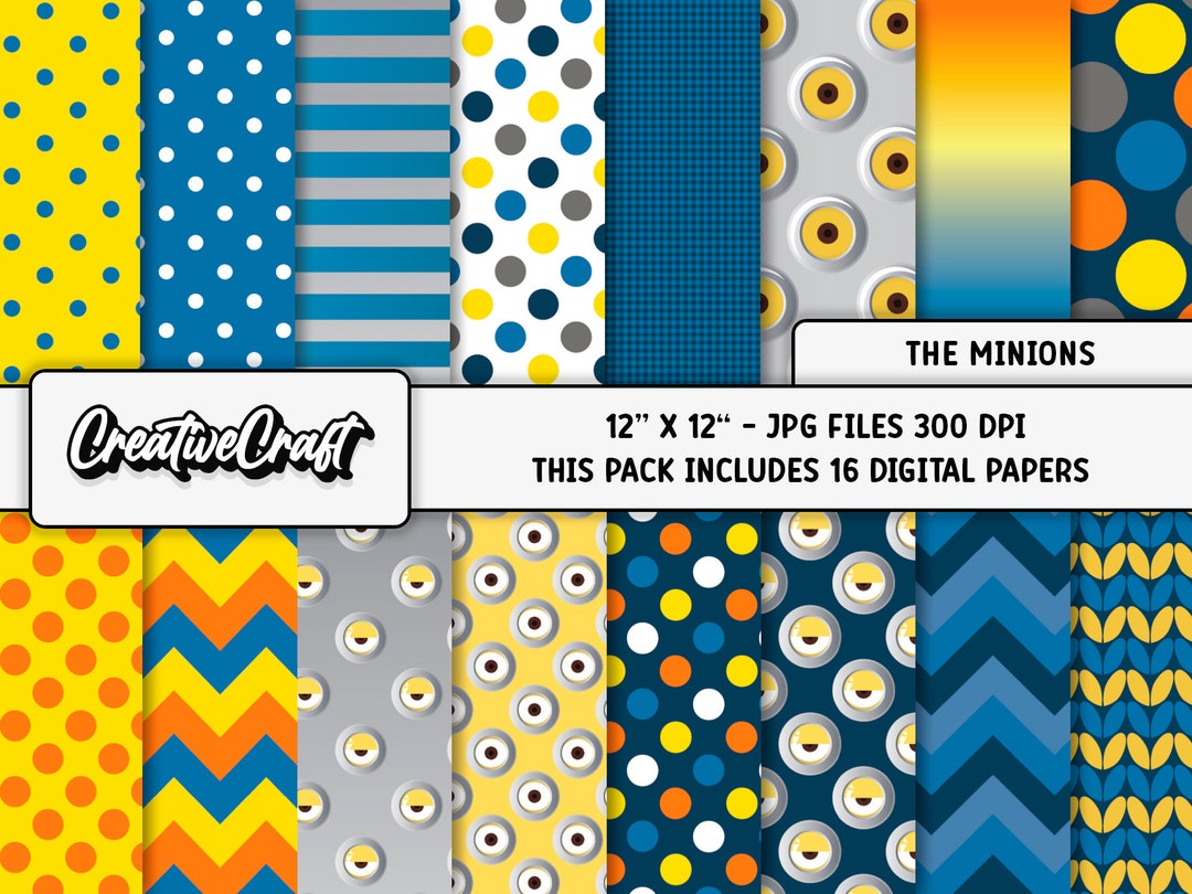 Set of 16 Minions Movie Digital Papers 300 DPI Highest - Etsy