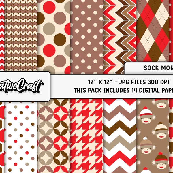 Sock Monkey Clipart - Etsy