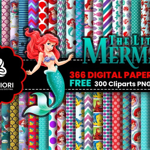 Mermaid Digital Paper - Etsy