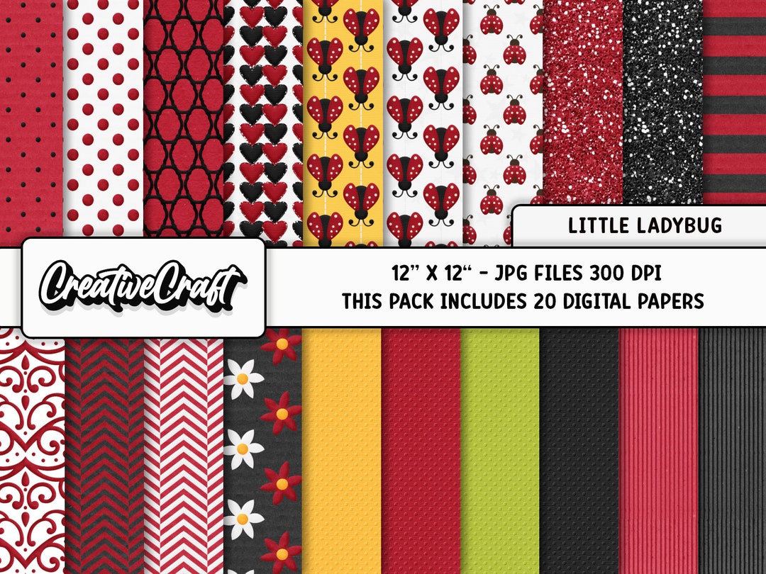 Set of 20 Little Ladybug Digital Papers 300 DPI Maximum - Etsy