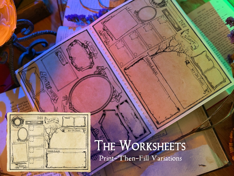 Universal RPG Character Sheet Duo, Editable, Printable Character Creation Worksheet and Template ...