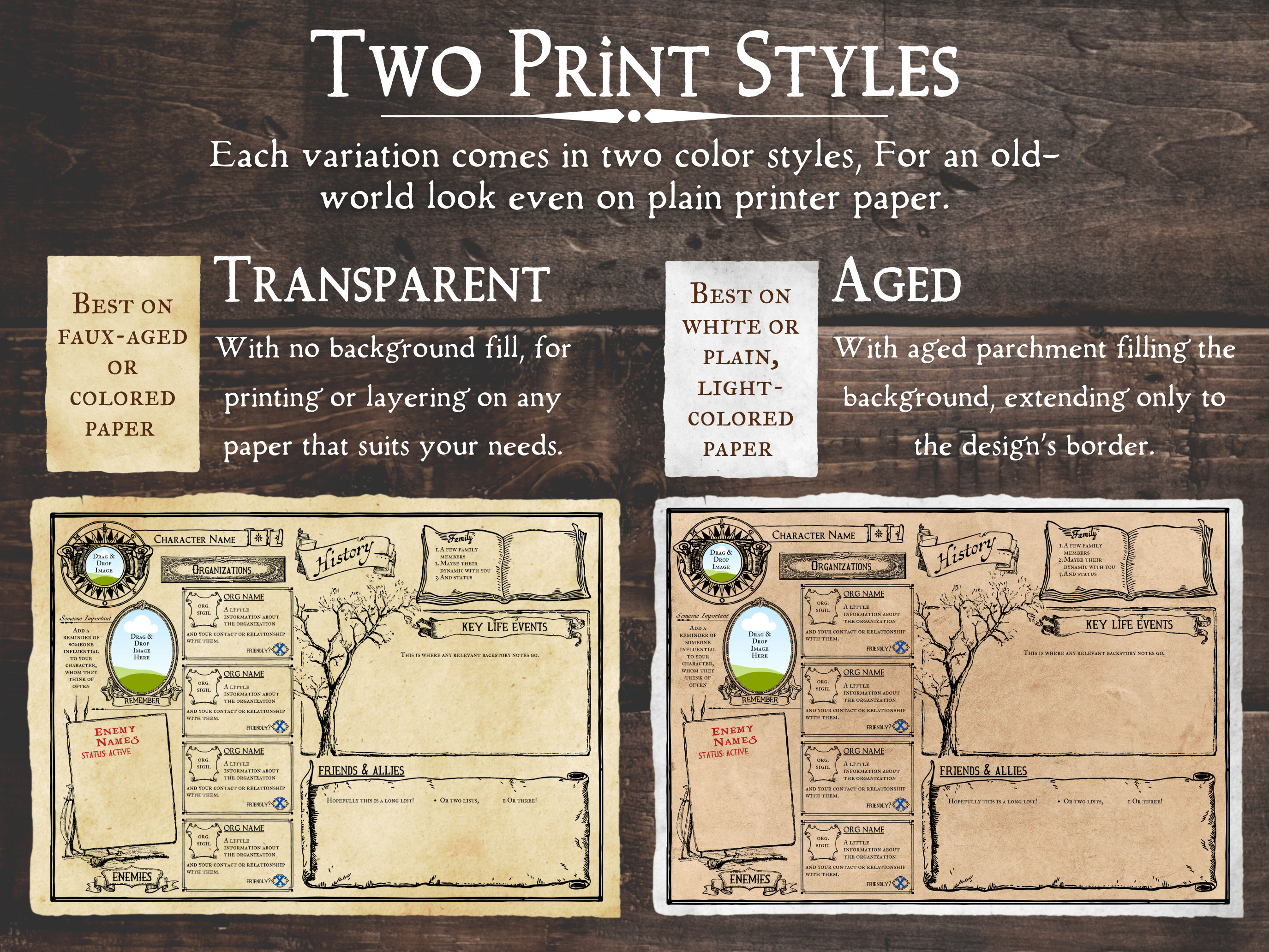Universal RPG Character Sheet Duo, Editable, Printable Character ...