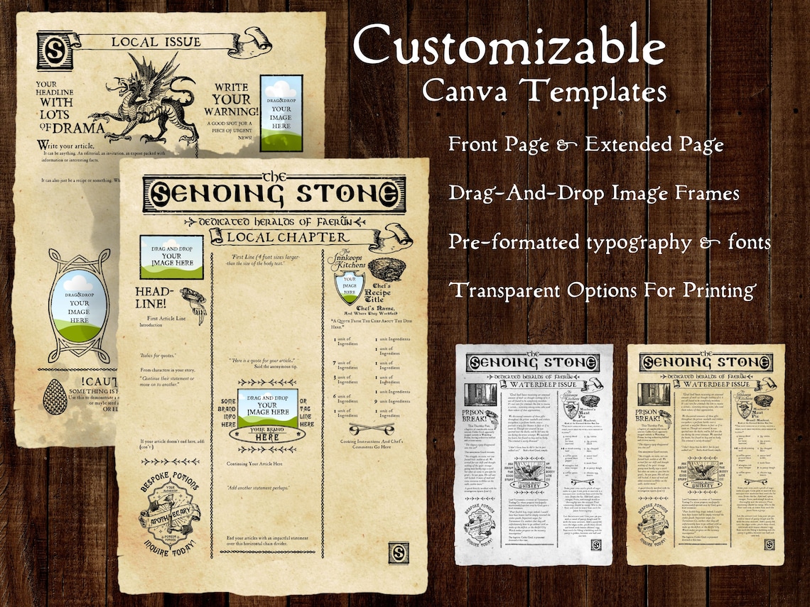 Newspaper Template Editable Medieval Fantasy Newsletter Kit - Etsy