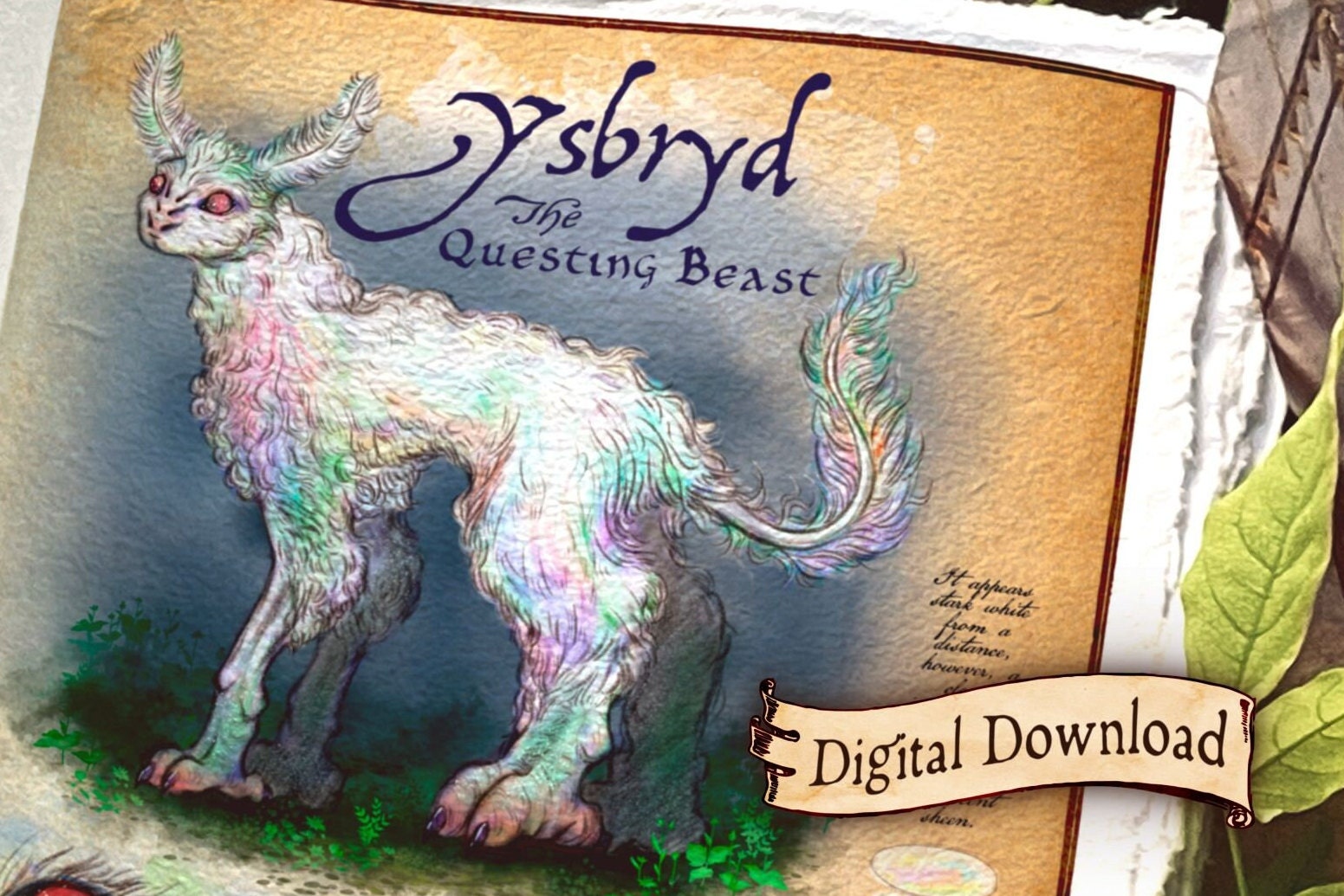 EDITABLE Questing Beast Art Print Fantasy Creature Bestiary for Dnd Props, Medieval Reenactment ...