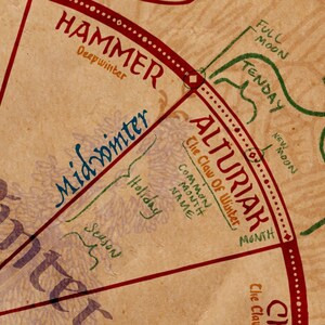 Dnd Calendar Wheel- Printable Calendar With Lunar Cycles and Holidays ...